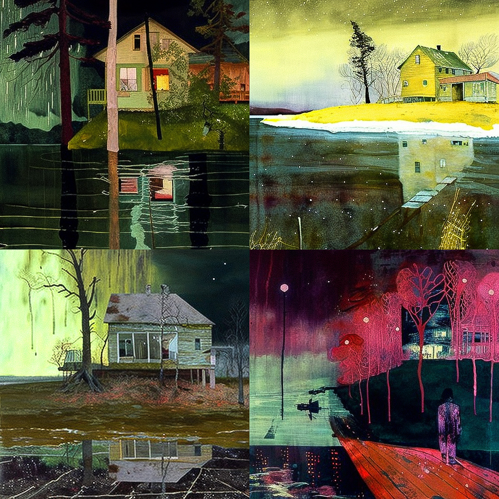 Peter Doig Midjourney style | Andrei Kovalev's Midlibrary 2.0