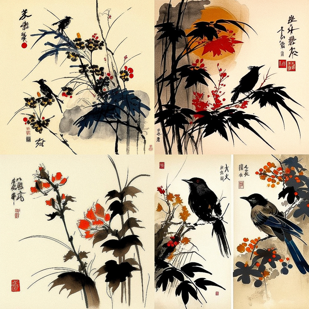 Qi Baishi Midjourney style | Andrei Kovalev's Midlibrary 2.0