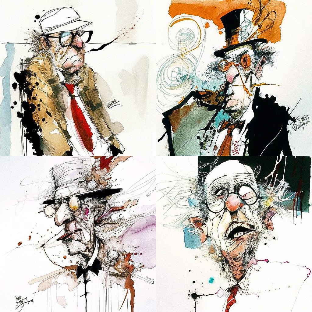 Ralph Steadman Midjourney style | Andrei Kovalev's Midlibrary 2.0