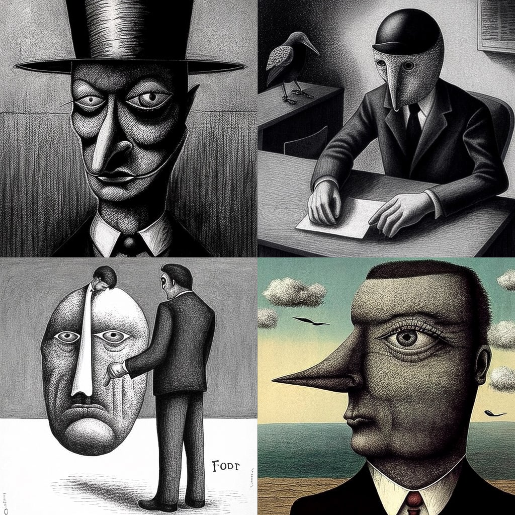 Roland Topor Midjourney style | Andrei Kovalev's Midlibrary 2.0