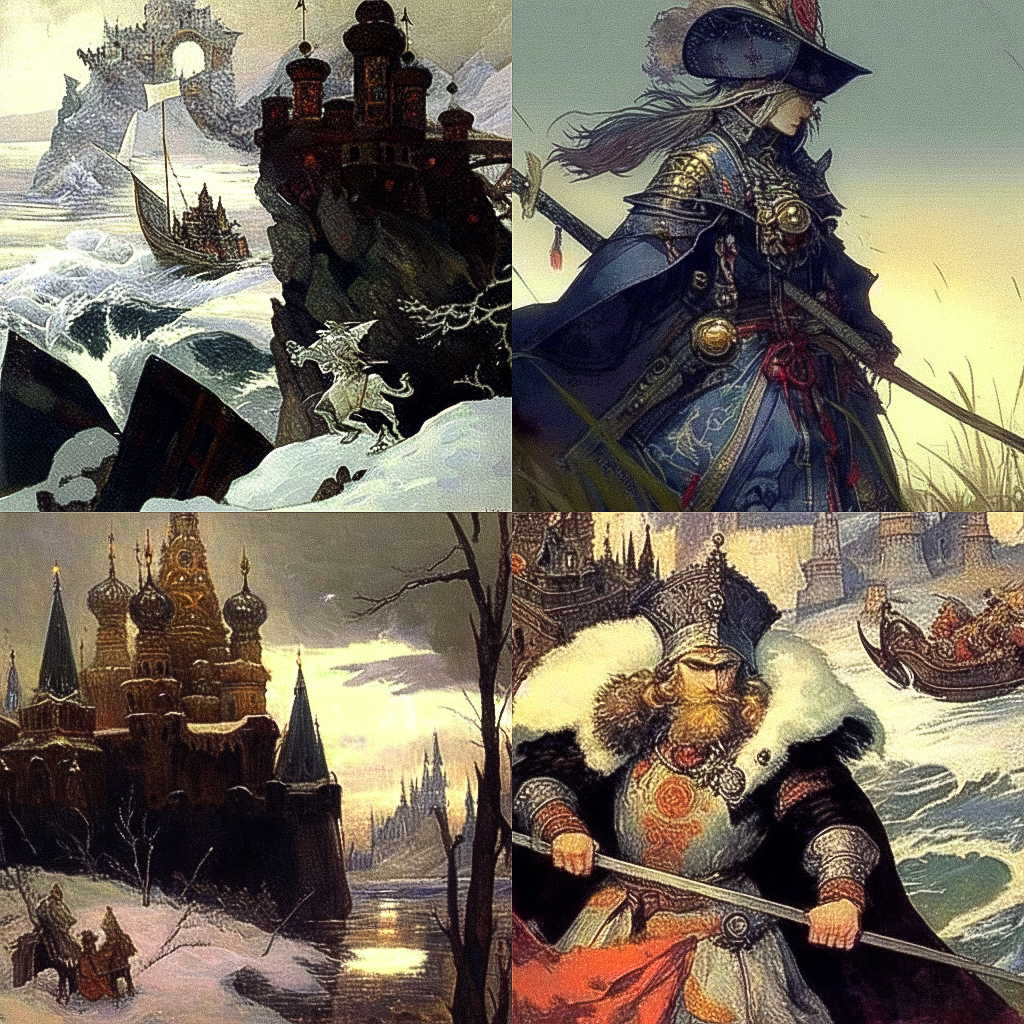 Viktor Vasnetsov Midjourney style | Andrei Kovalev's Midlibrary 2.0