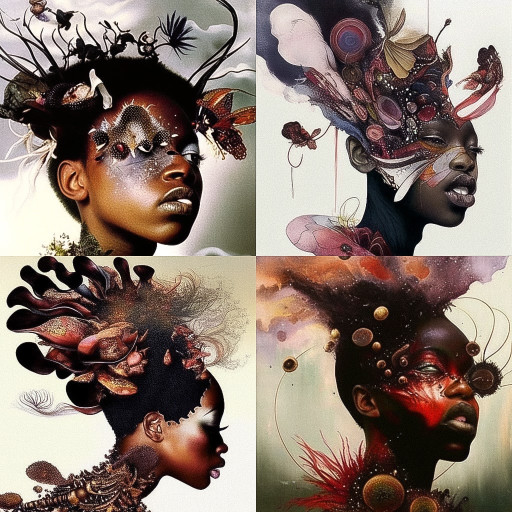 Wangechi Mutu Midjourney style | Andrei Kovalev's Midlibrary 2.0