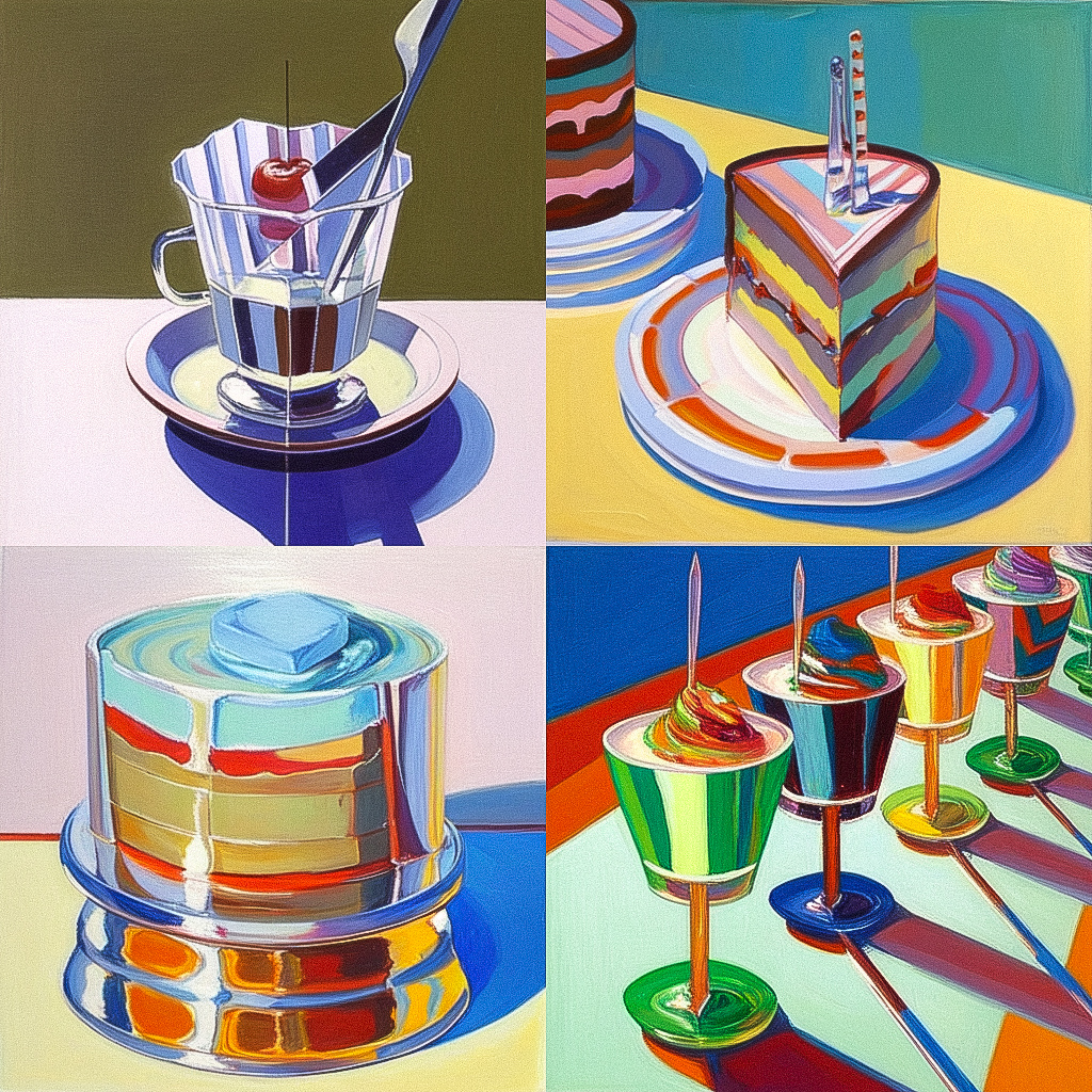Wayne Thiebaud Midjourney style | Andrei Kovalev's Midlibrary 2.0