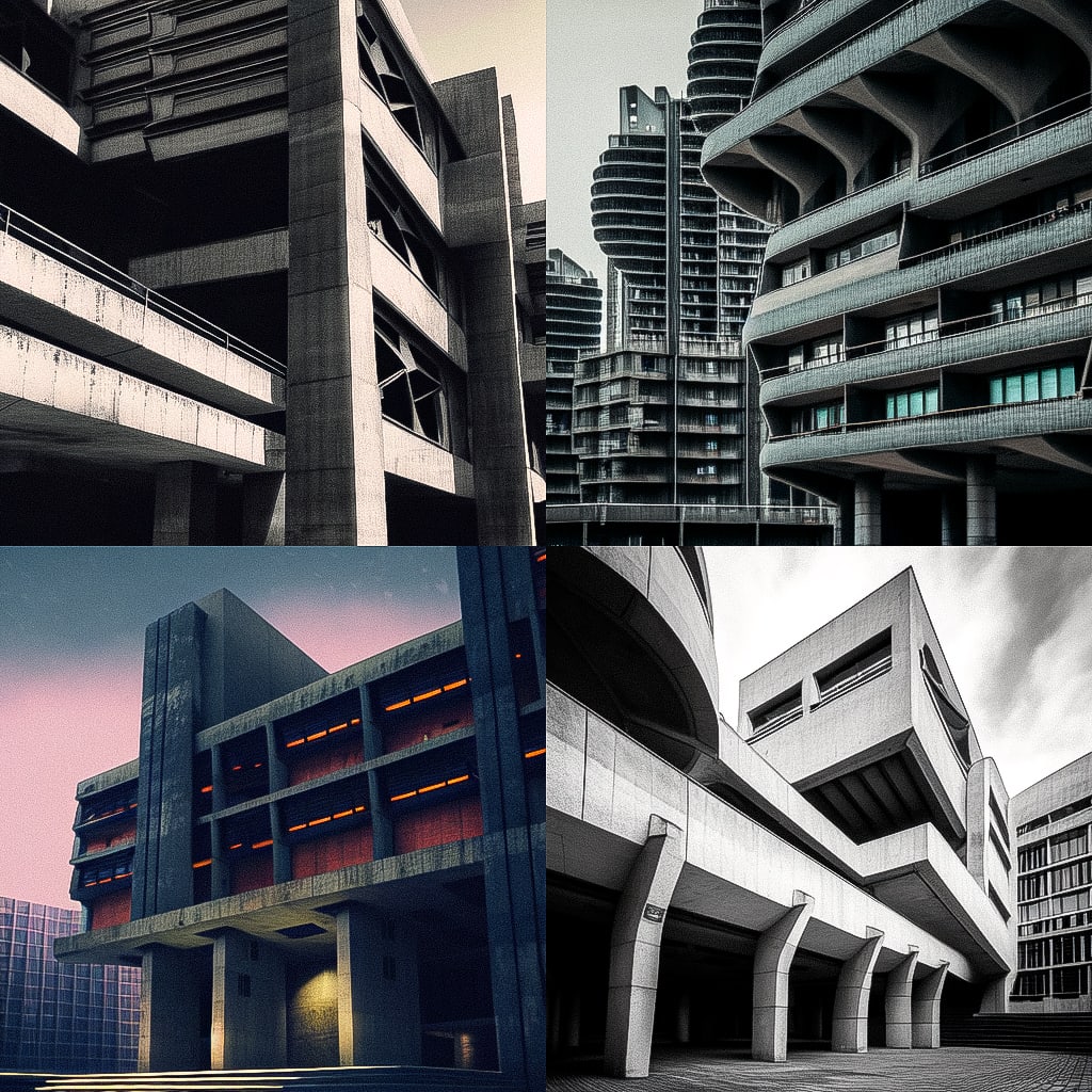 Brutalism Midjourney style | Andrei Kovalev's Midlibrary 2.0