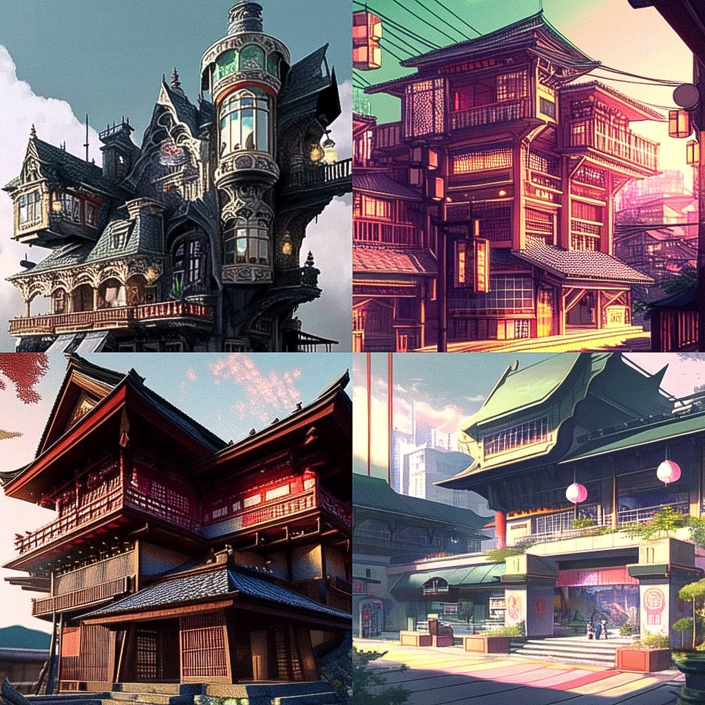 Eclectic architecture Midjourney style | Andrei Kovalev's Midlibrary 2.0