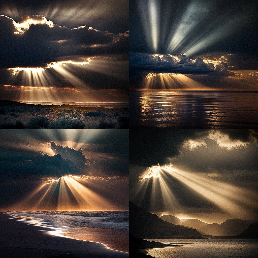 Crepuscular rays Midjourney style | Andrei Kovalev's Midlibrary 2.0