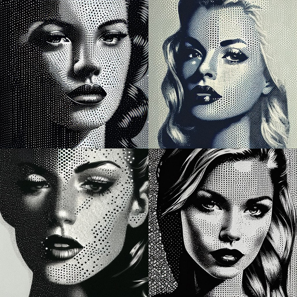 Halftone print Midjourney style | Andrei Kovalev's Midlibrary 2.0