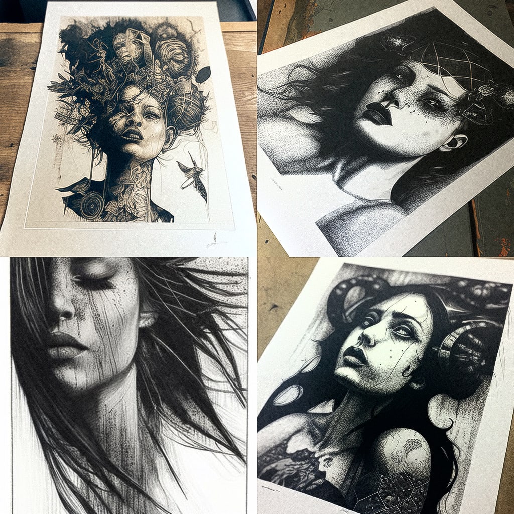 Lithography print Midjourney style | Andrei Kovalev's Midlibrary 2.0