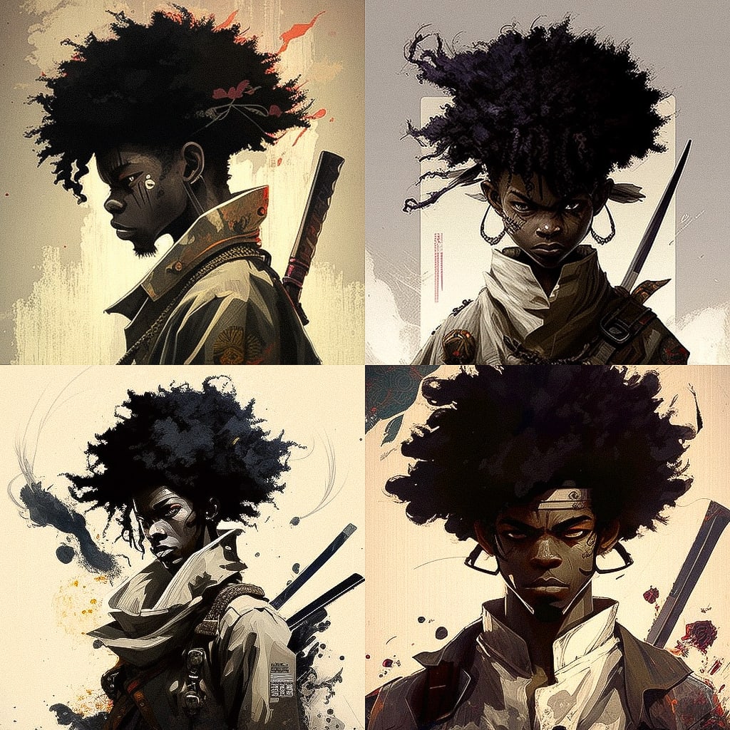 Afro Samurai Midjourney style | Andrei Kovalev's Midlibrary 2.0