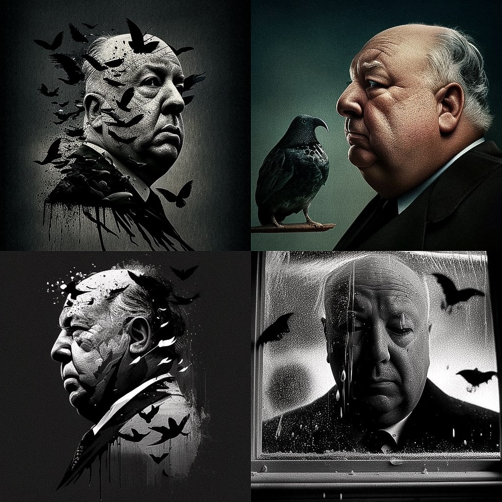 Alfred Hitchcock Midjourney style | Andrei Kovalev's Midlibrary 2.0