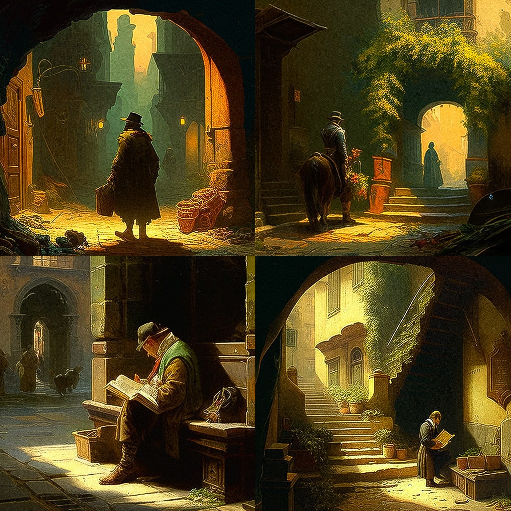 Carl Spitzweg Midjourney style | Andrei Kovalev's Midlibrary 2.0