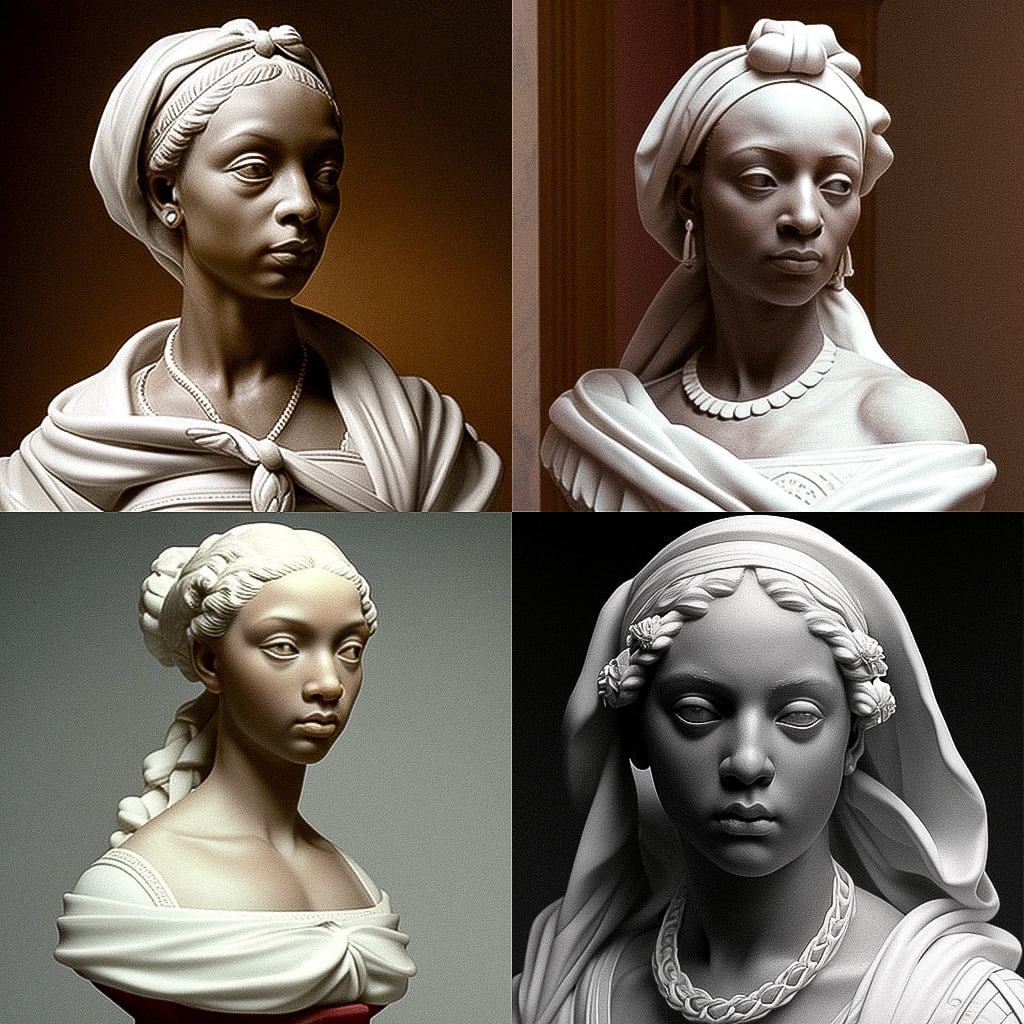 Edmonia Lewis Midjourney style | Andrei Kovalev's Midlibrary 2.0