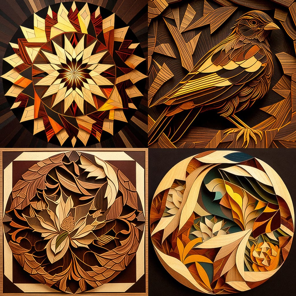 Marquetry Midjourney style | Andrei Kovalev's Midlibrary 2.0