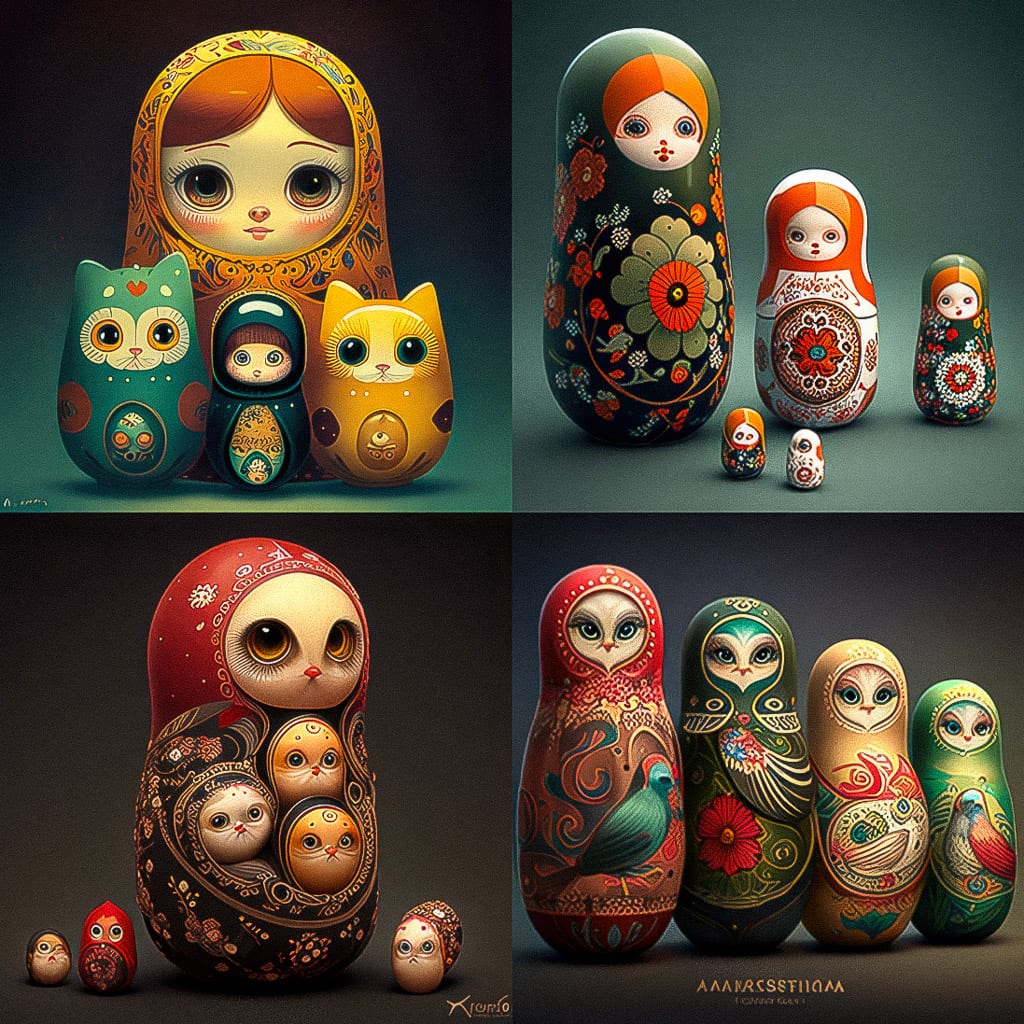 Matryoshka Midjourney style | Andrei Kovalev's Midlibrary 2.0