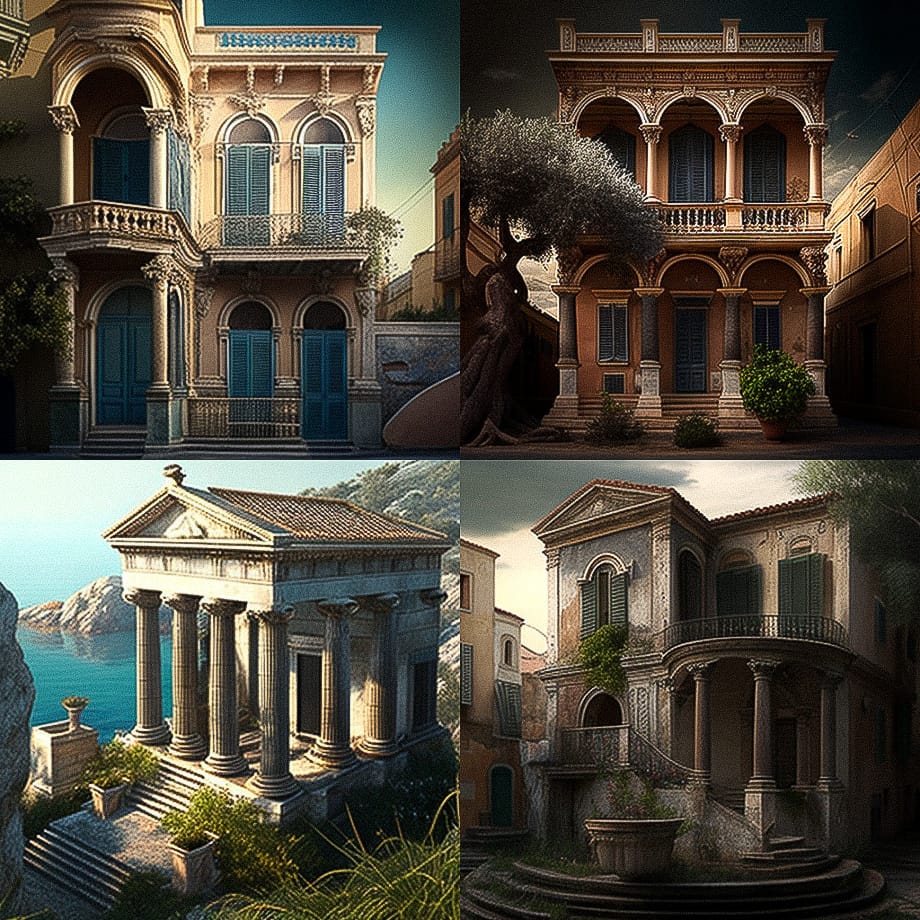 Ionian architecture Midjourney style | Andrei Kovalev's Midlibrary 2.0