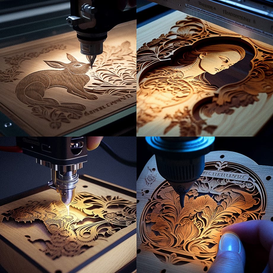 Laser engraving Midjourney style | Andrei Kovalev's Midlibrary 2.0