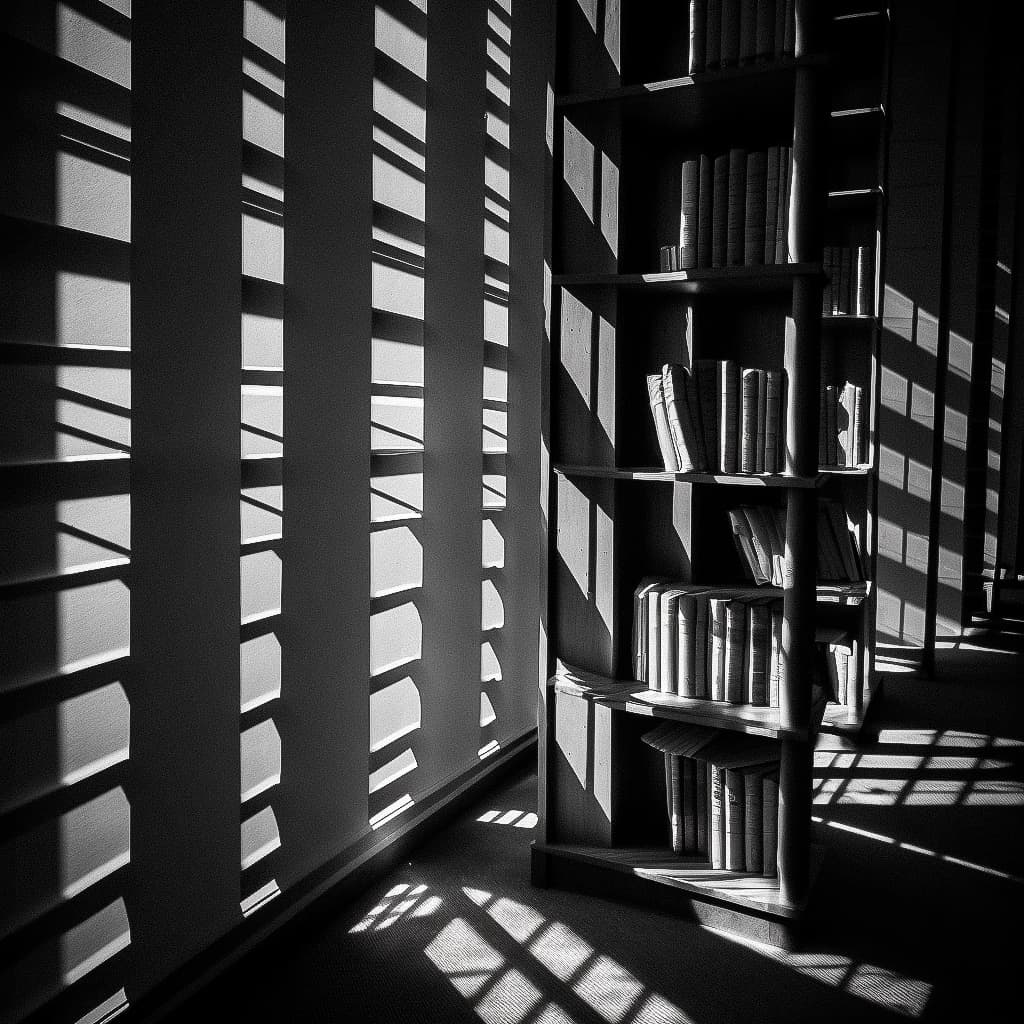 Portrait shot with light and shadow from window blinds Midjourney style ...