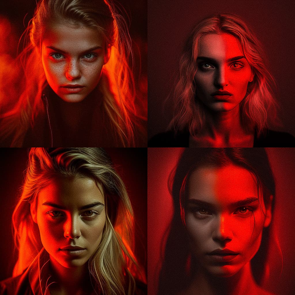 Portrait shot with red light Midjourney style | Andrei Kovalev's ...