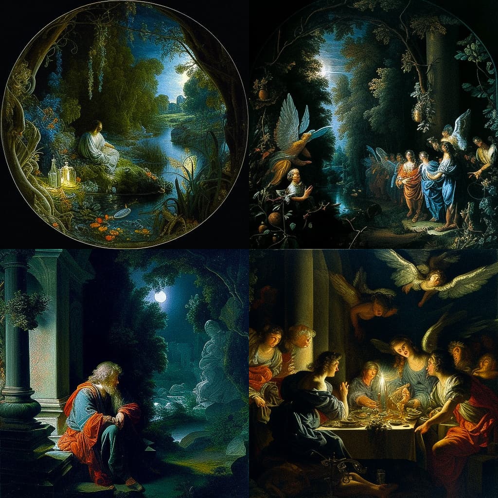 Adam Elsheimer Midjourney style | Andrei Kovalev's Midlibrary 2.0