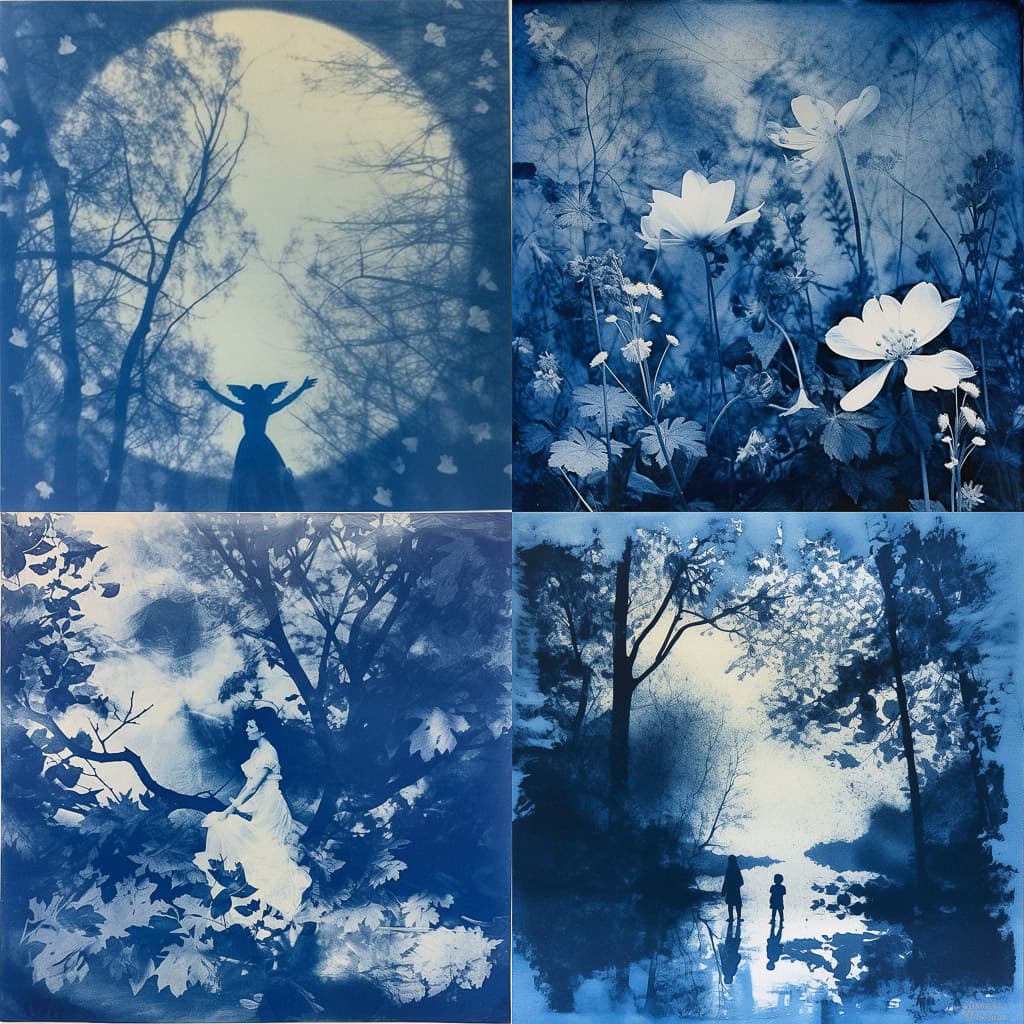 Cyanotype print Midjourney style | Andrei Kovalev's Midlibrary 2.0