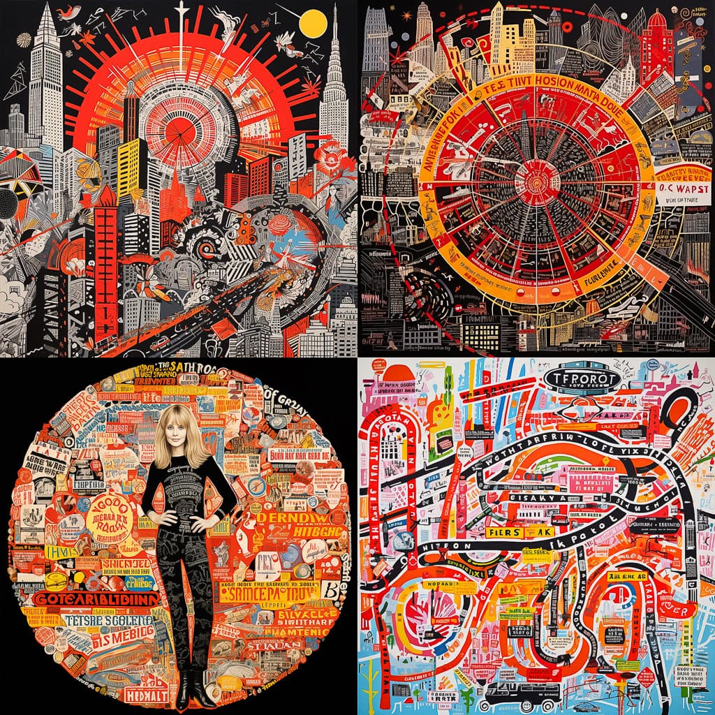 Paula Scher Midjourney style | Andrei Kovalev's Midlibrary 2.0