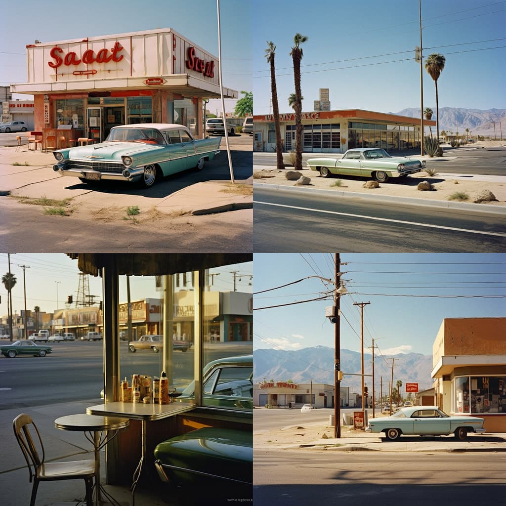 Stephen Shore Midjourney style | Andrei Kovalev's Midlibrary 2.0