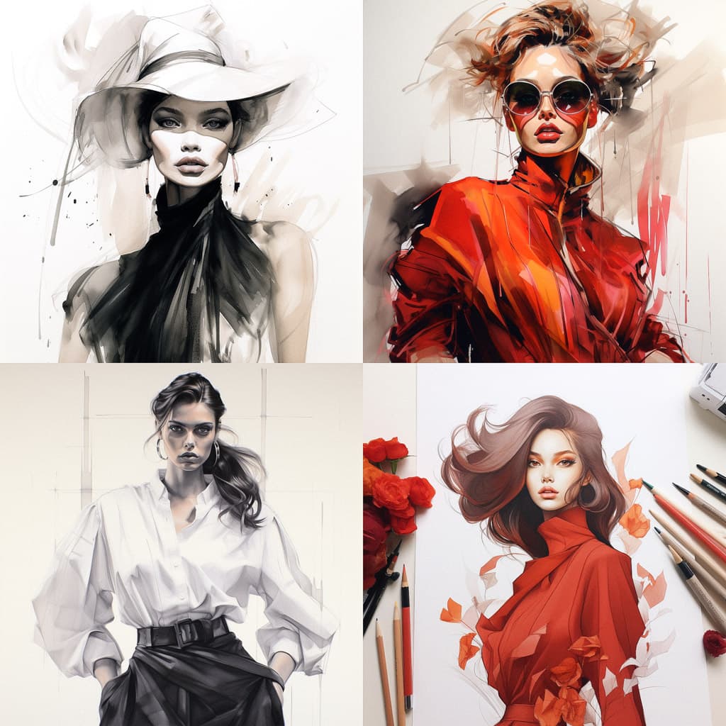 Fashion sketch Midjourney style | Andrei Kovalev's Midlibrary 2.0