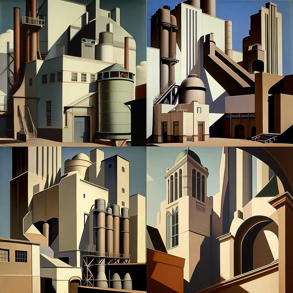 Charles Sheeler Midjourney style | Andrei Kovalev's Midlibrary 2.0