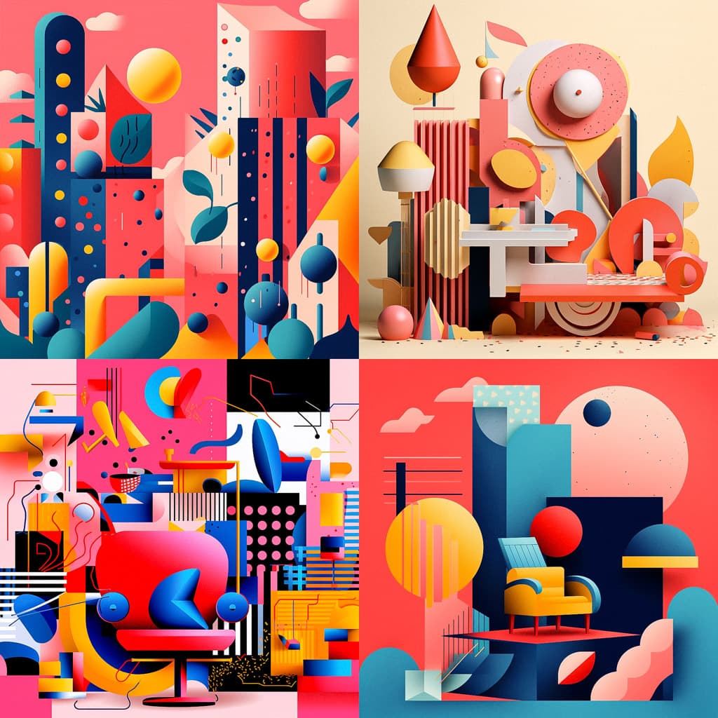 Memphis design Midjourney style | Andrei Kovalev's Midlibrary 2.0