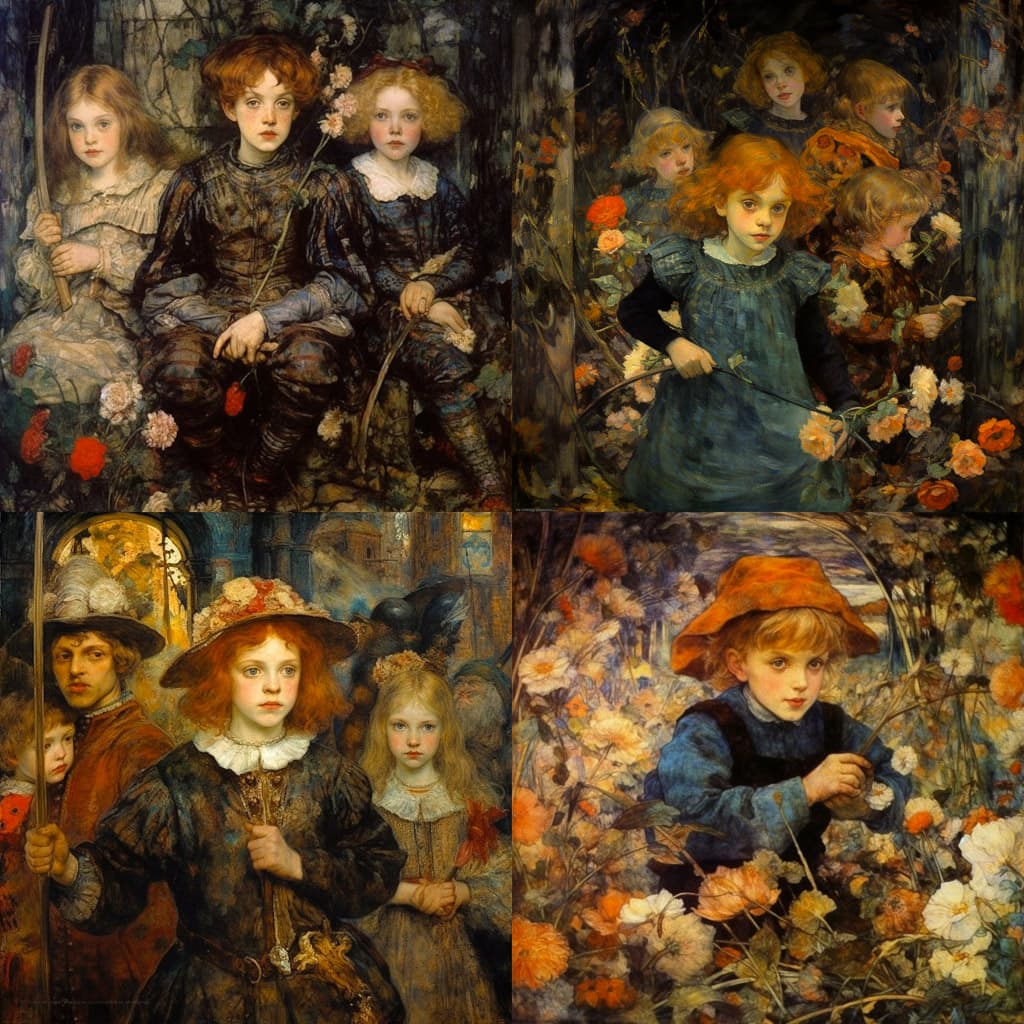 Edward Atkinson Hornel Midjourney style | Andrei Kovalev's Midlibrary 2.0