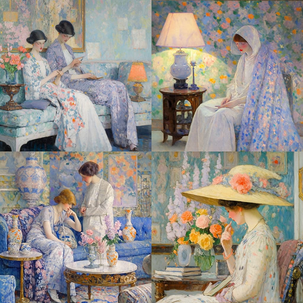 Frederick Carl Frieseke Midjourney style | Andrei Kovalev's Midlibrary 2.0