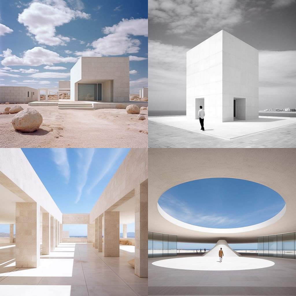 Alberto Campo Baeza Midjourney style | Andrei Kovalev's Midlibrary 2.0