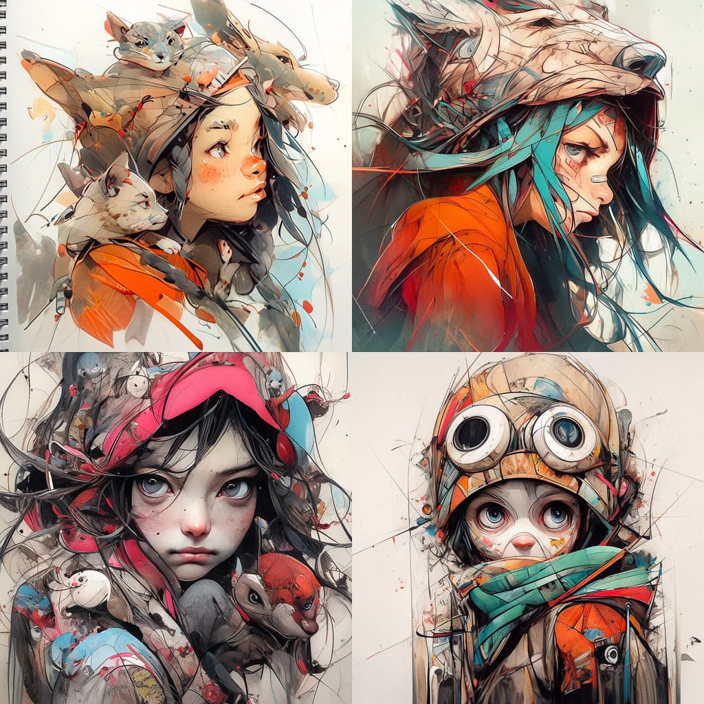 Herakut Midjourney style | Andrei Kovalev's Midlibrary 2.0