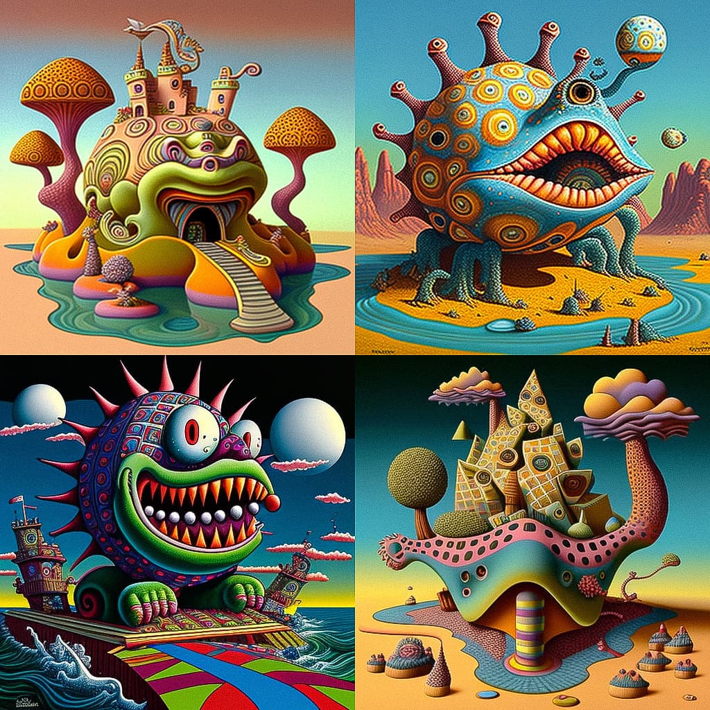 Jim Woodring Midjourney style | Andrei Kovalev's Midlibrary 2.0