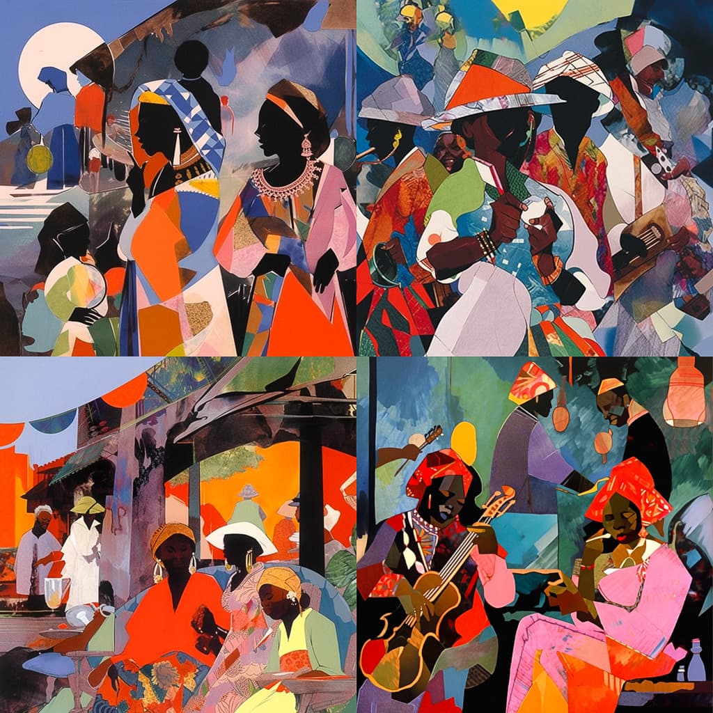 Romare Bearden Midjourney style | Andrei Kovalev's Midlibrary 2.0