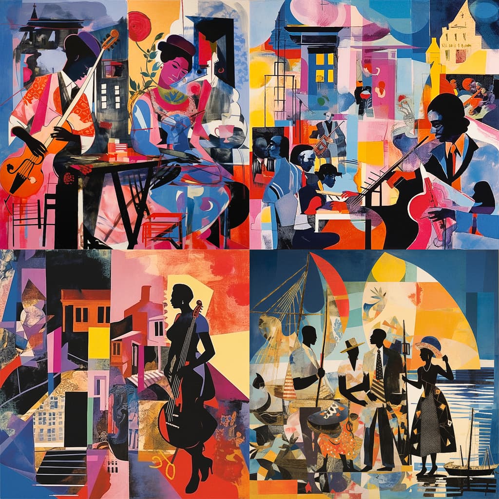 Romare Bearden Midjourney style | Andrei Kovalev's Midlibrary 2.0