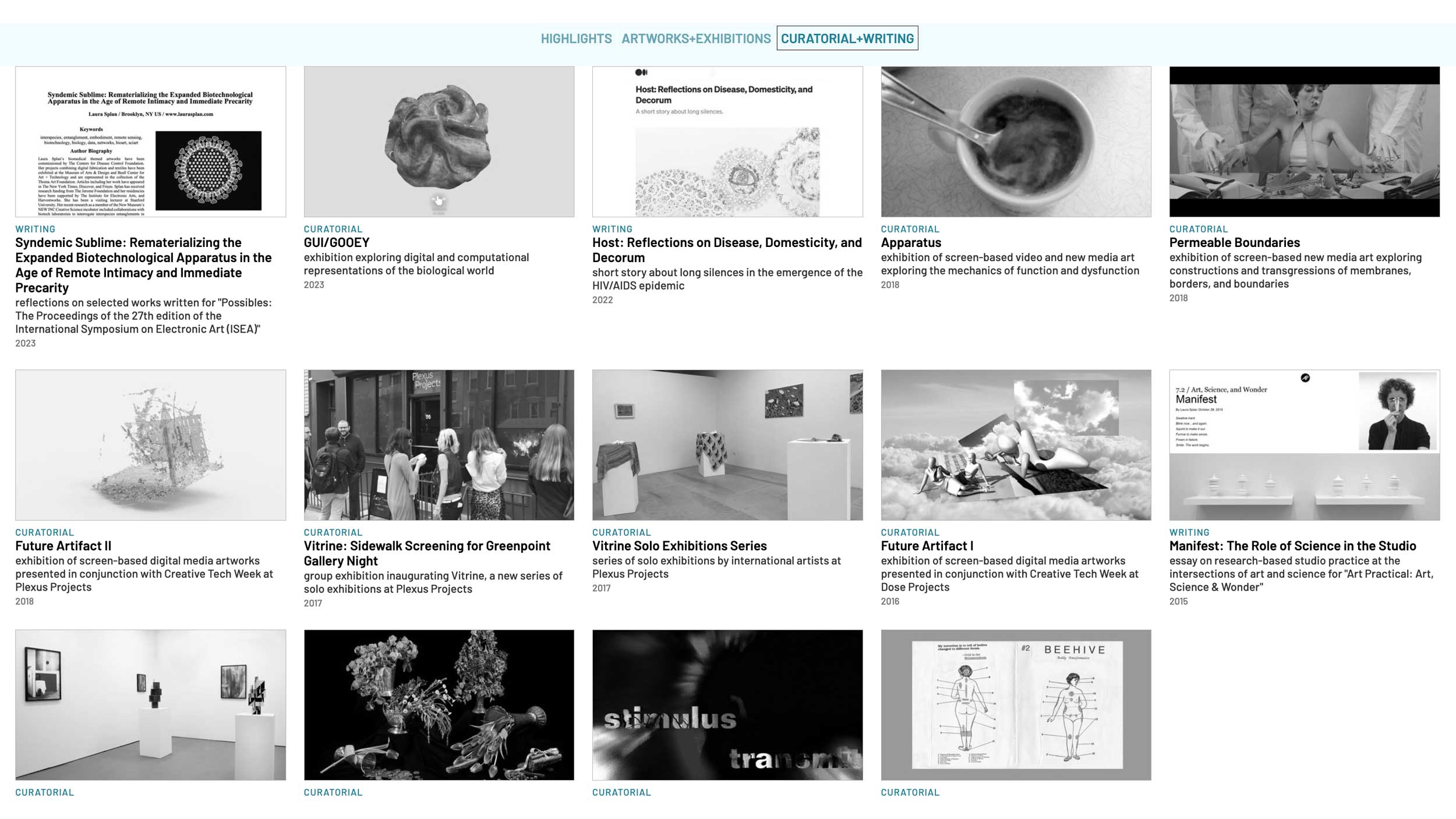 Projects: Curating & Writing • Laura Splan