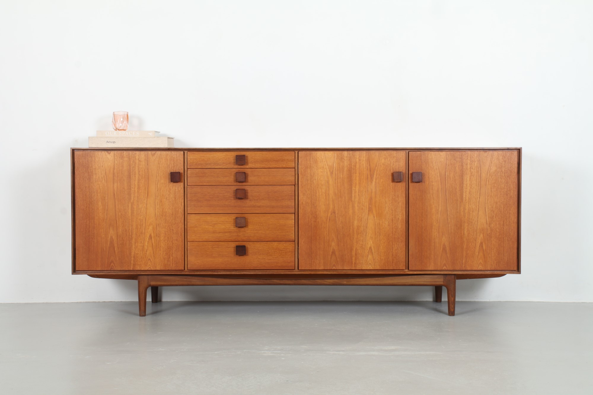 Rare Ib Kofod Larsen Round Handle Sideboard for Faarup Mobelfabrik