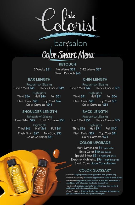 Elegant Hair Salon Service Menu Designs