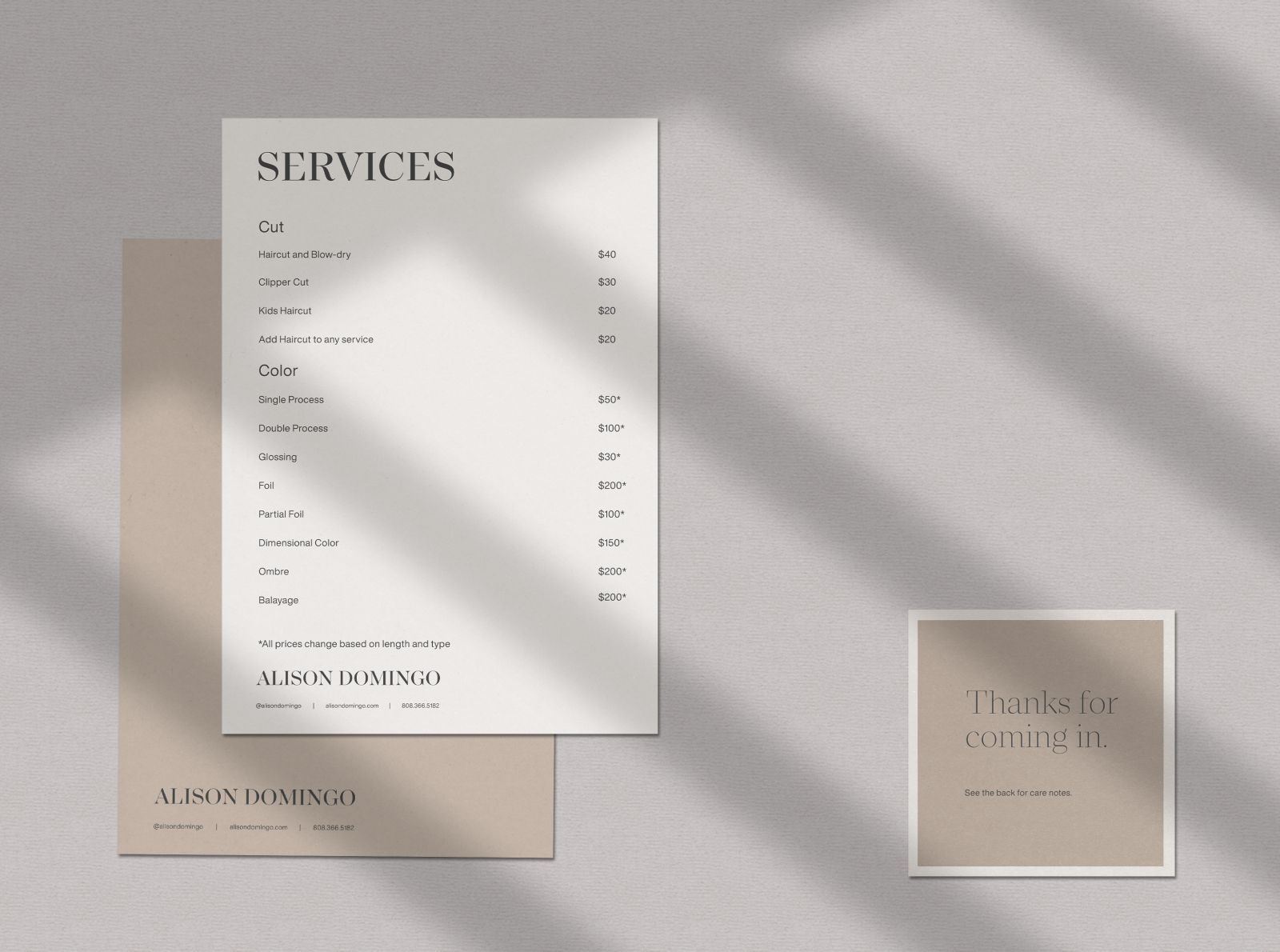 Elegant Hair Salon Service Menu Designs