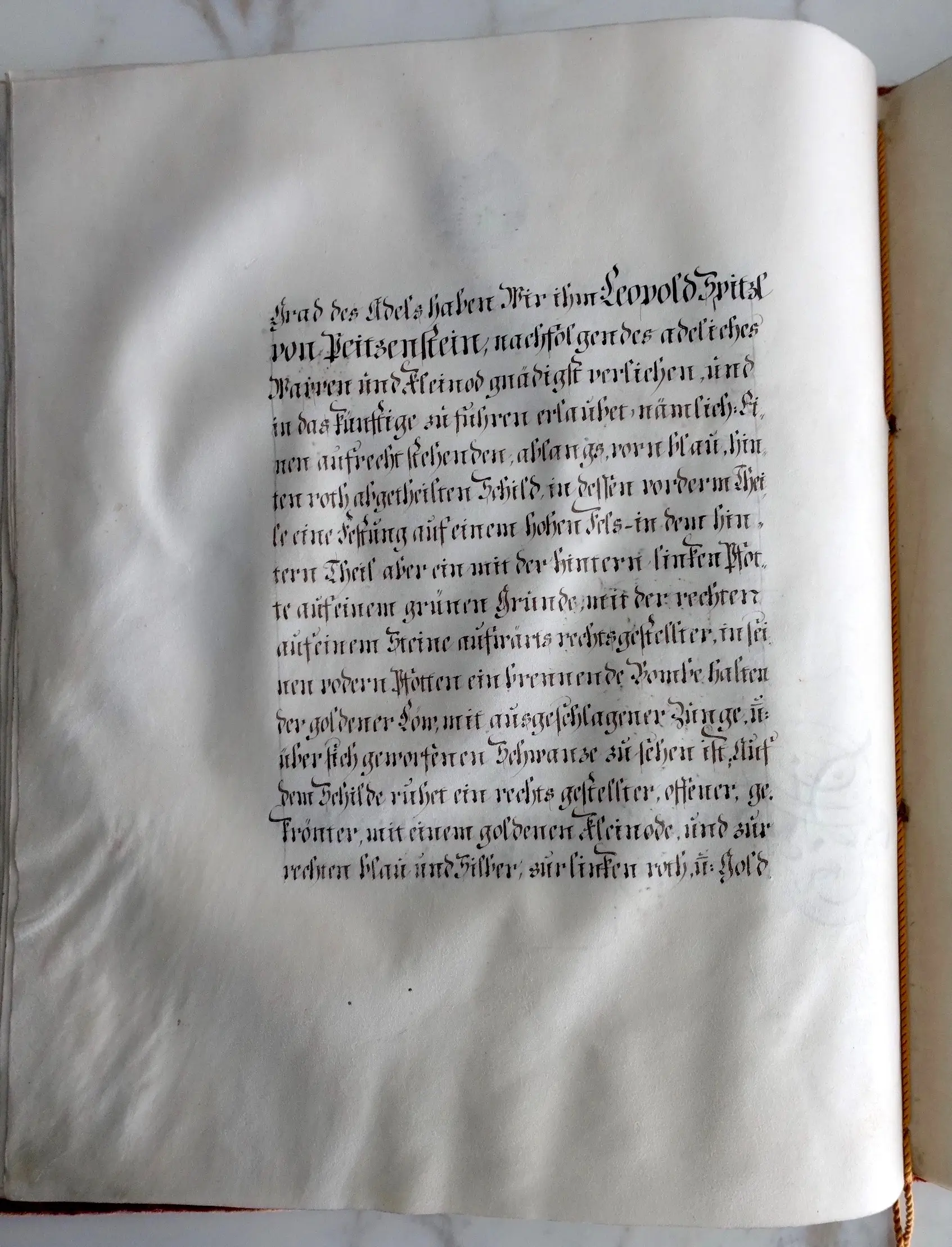 Handwritten letters patent of nobility for Leopold Spitzl von ...