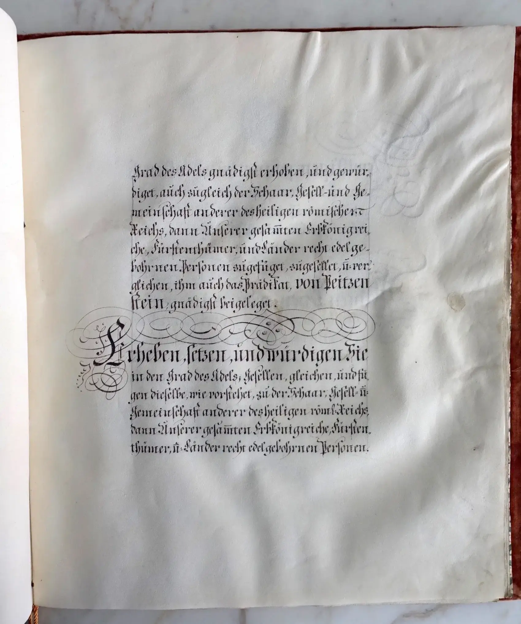 Handwritten letters patent of nobility for Leopold Spitzl von ...