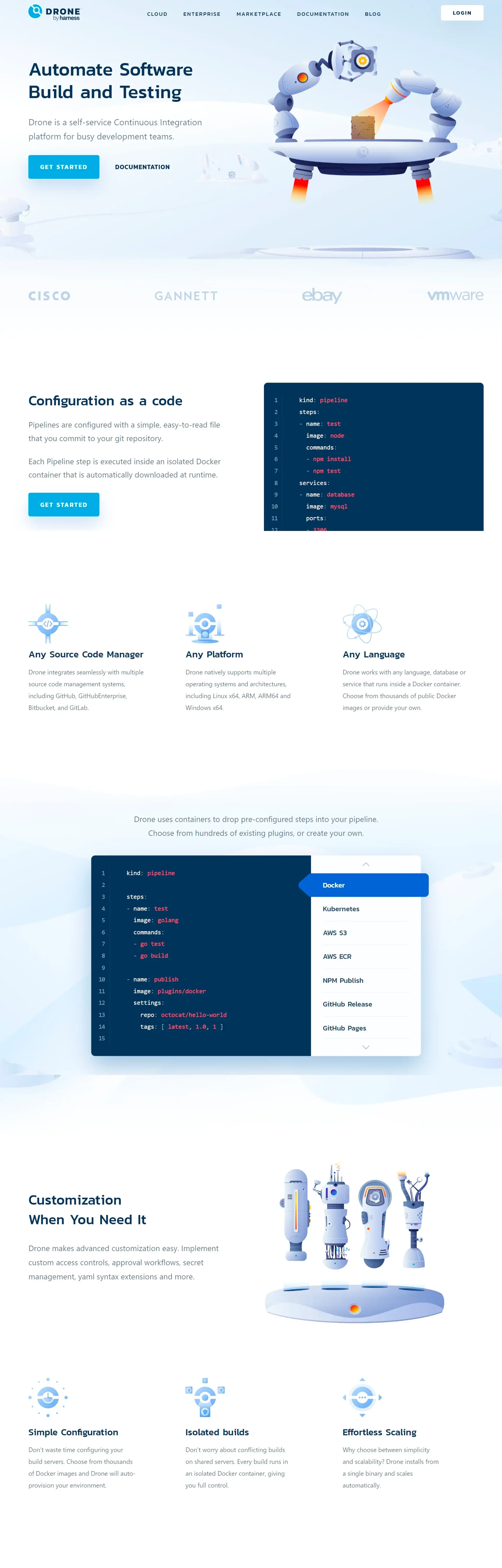 «Drone CI» | Screenshot of the Homepage