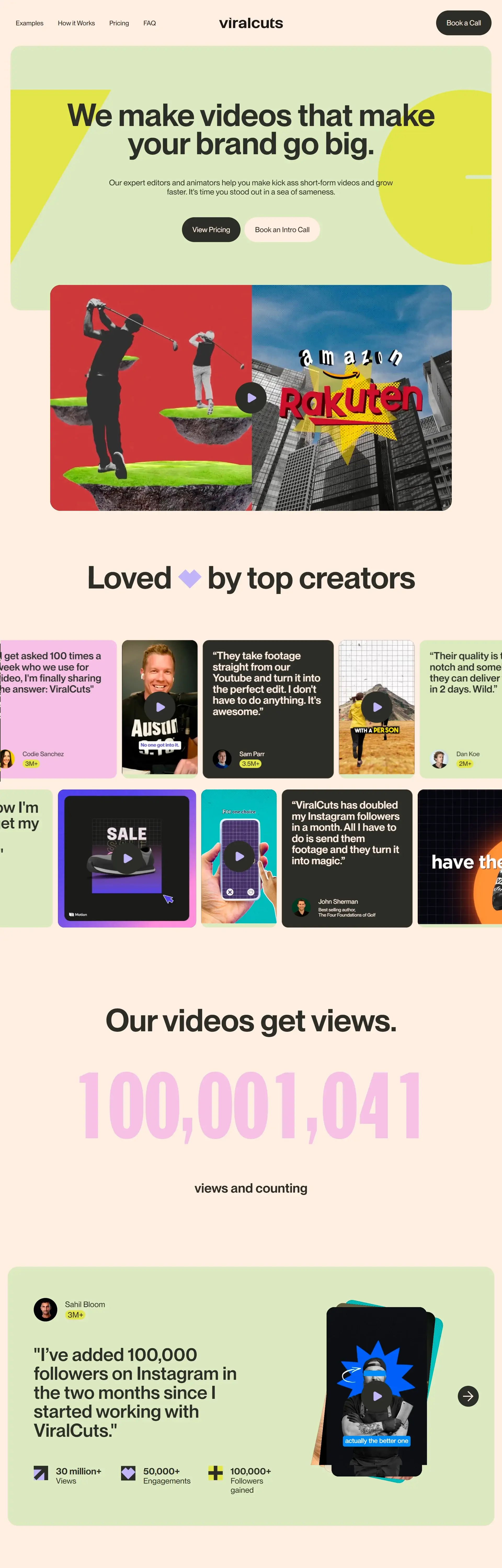 «ViralCuts» | Screenshot of the Homepage