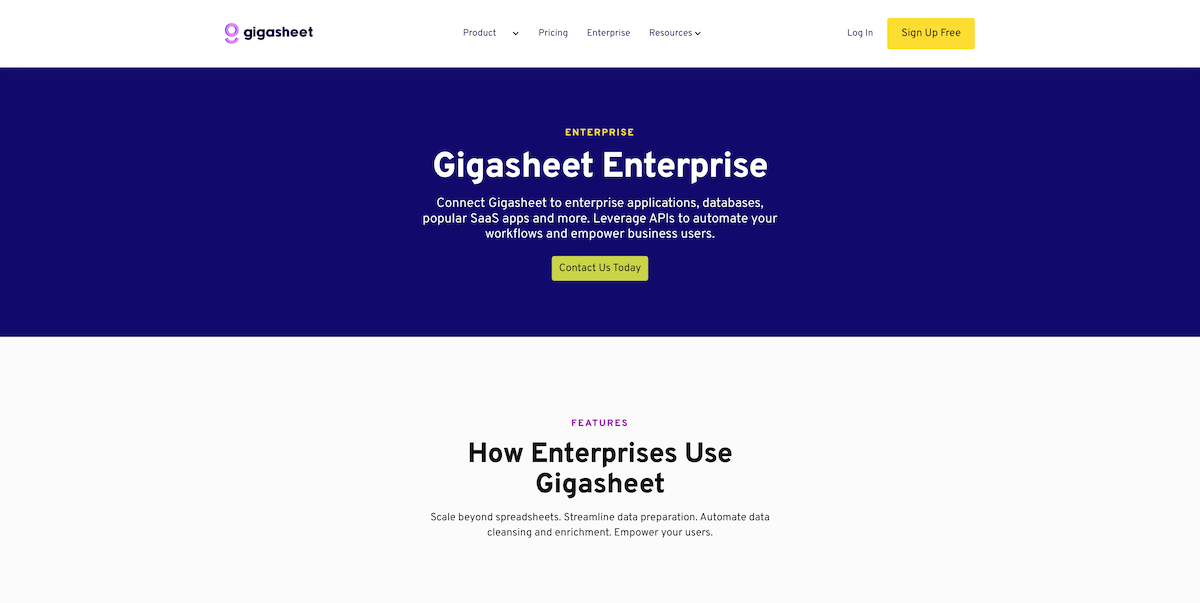 Gigasheet Enterprise | Connect Spreadsheets To CRM, Databases & More