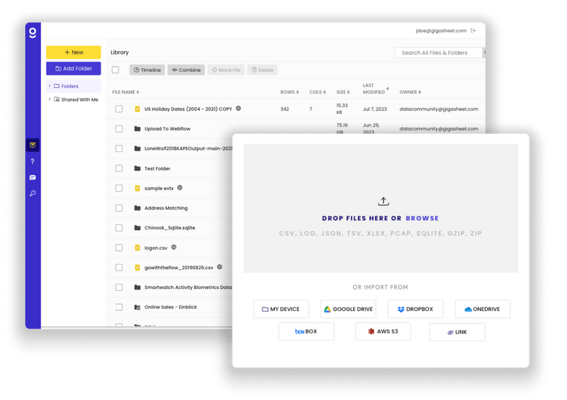Analyze Big Data In A Spreadsheet | Product Features | Gigasheet