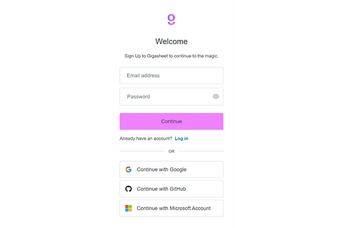 Sign Up for Gigasheet
