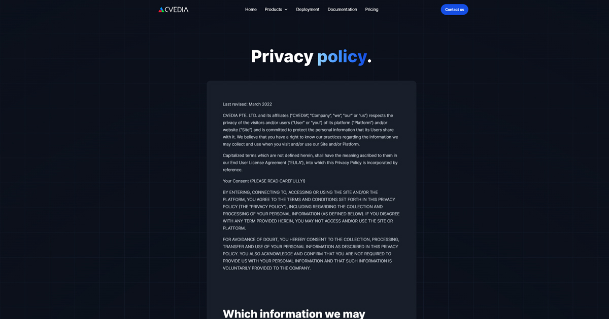 Privacy policy | CVEDIA | AI Video Analytics for any hardware