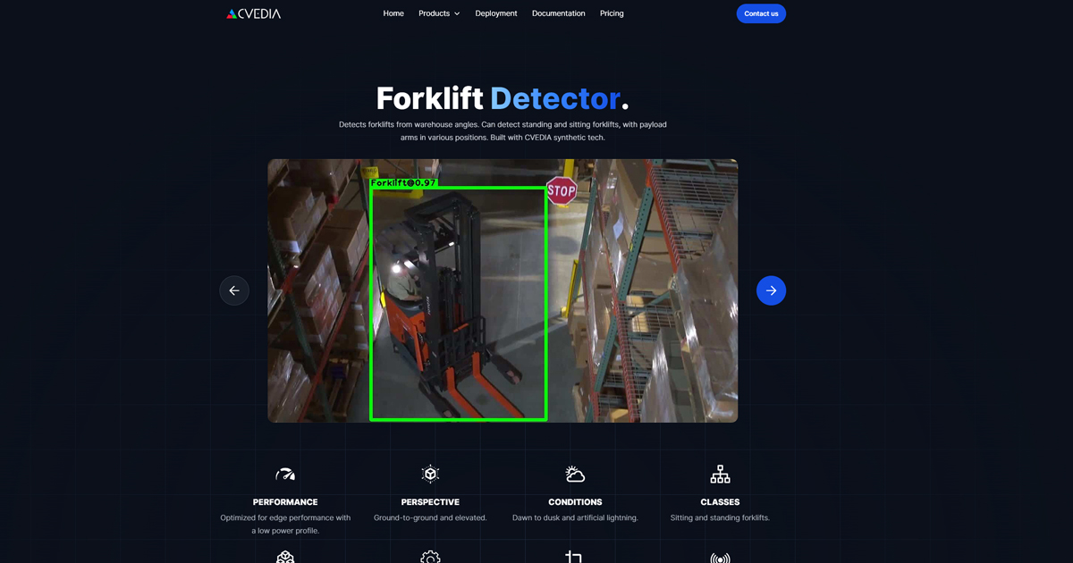 Forklift Detector | CVEDIA | AI Video Analytics for any hardware