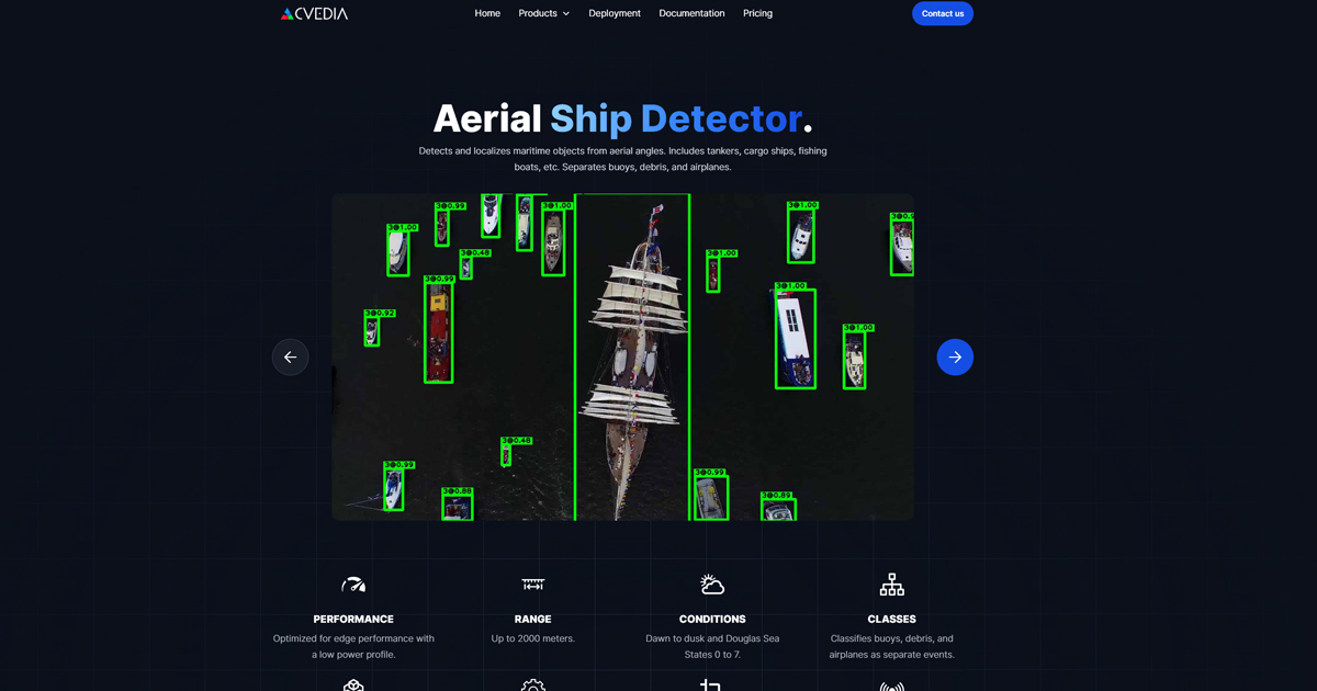 Aerial Ship Detector | CVEDIA | AI Video Analytics for any hardware
